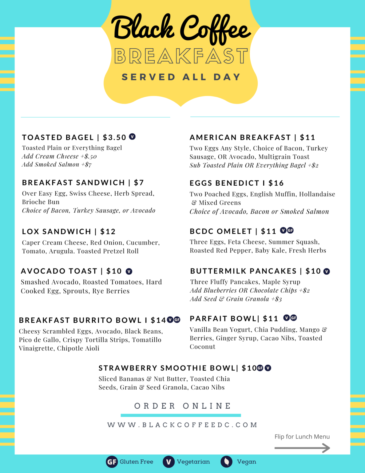 All Day Breakfast Menu - Black Coffee